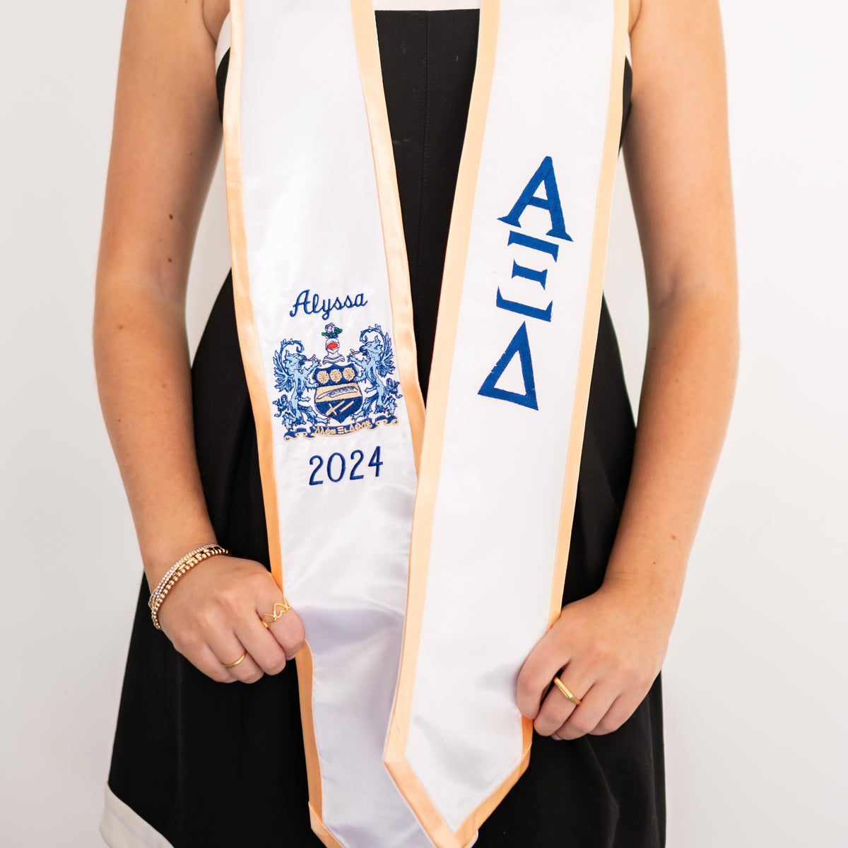 Custom Alpha Xi Delta Embroidered Crest Greek Letter Graduation Stole ...