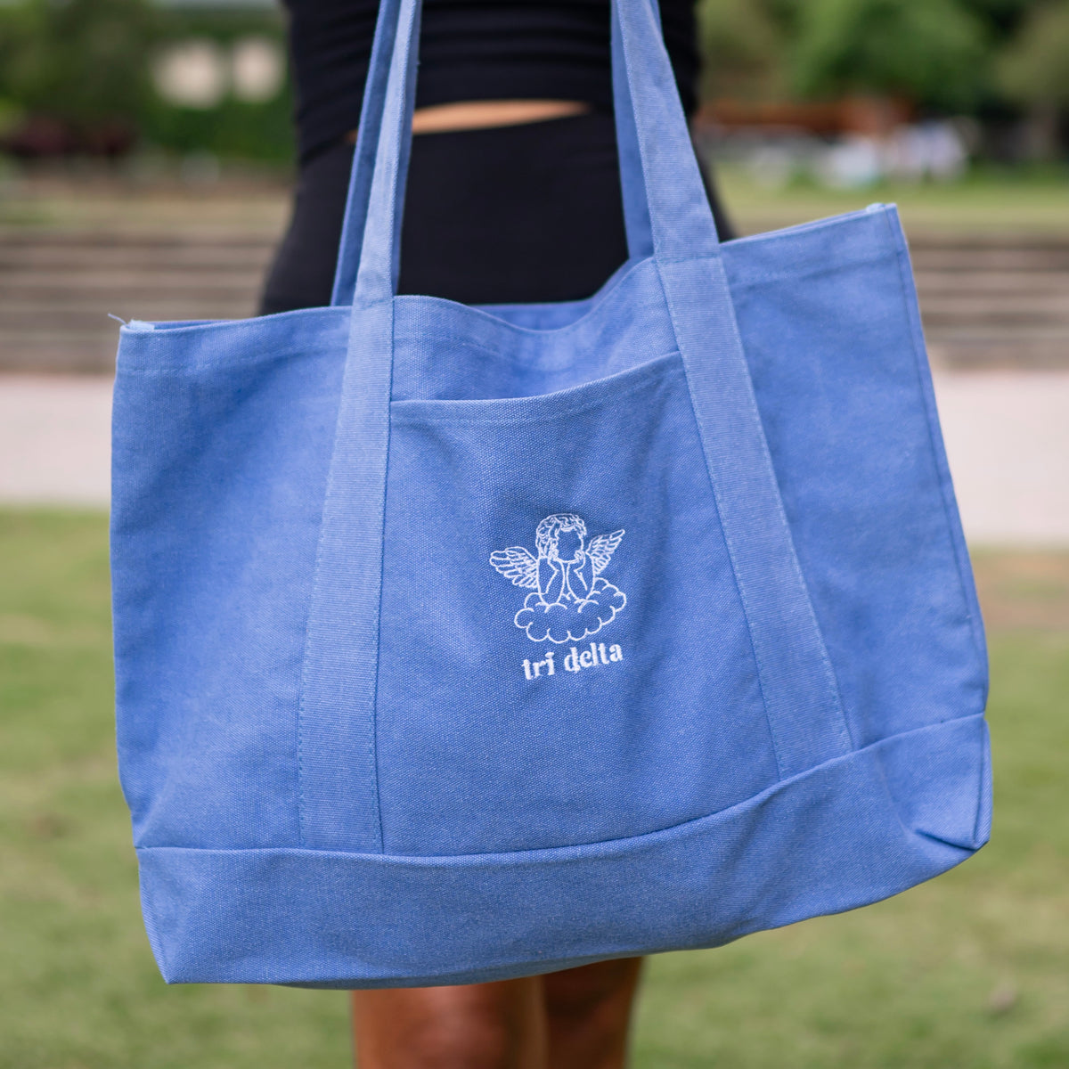 Angel Energy Sorority Greek Letter Embroidered Pigment Dyed Tote Bid ...