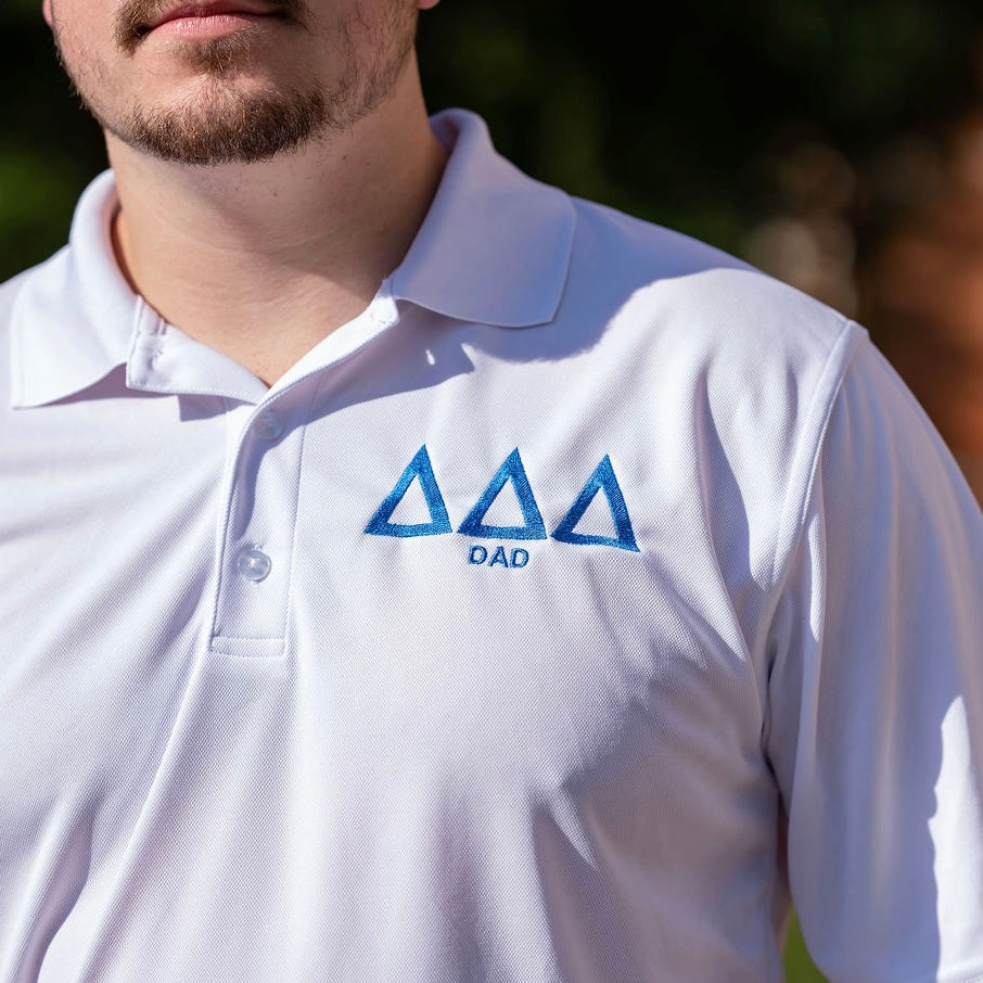 Custom Sorority Dad Greek Letter Embroidered Father's Day Polo – Greek ...