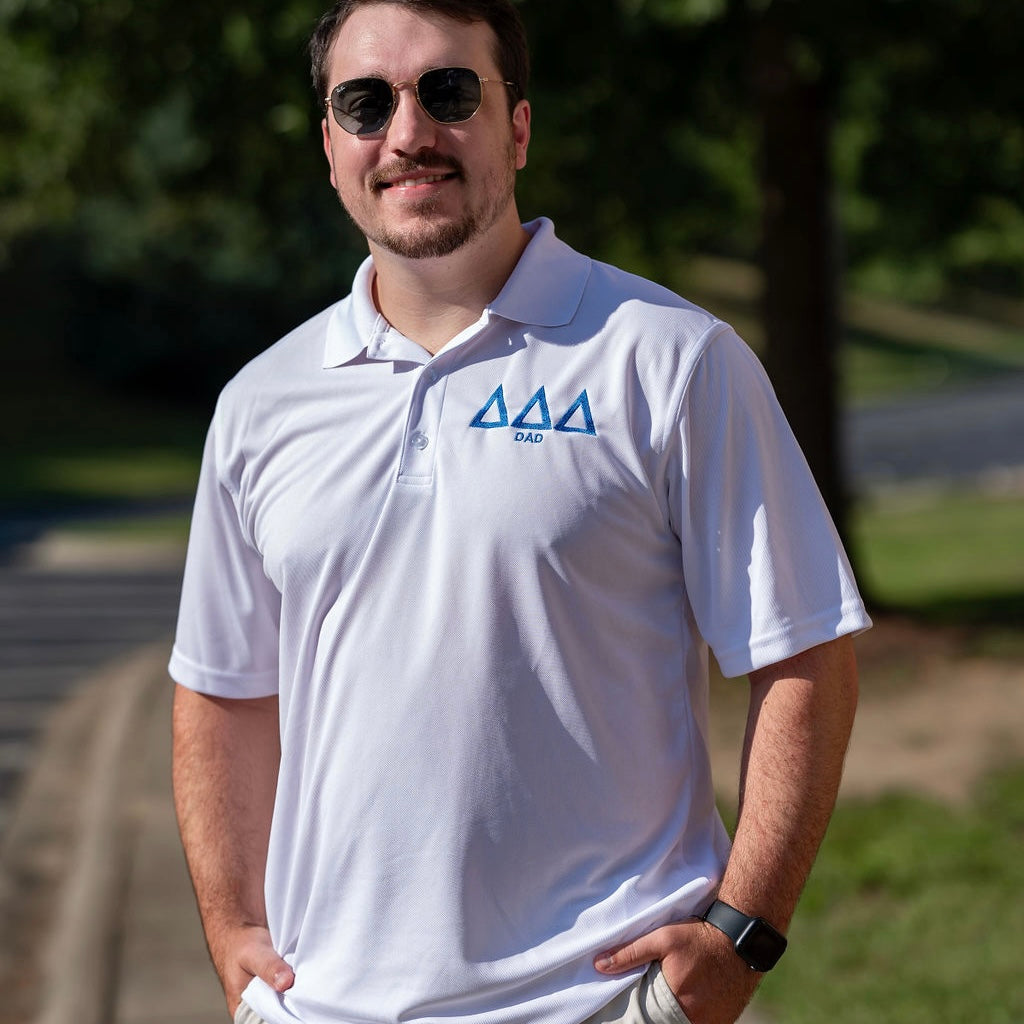 Custom Sorority Dad Greek Letter Embroidered Father's Day Polo – Greek ...