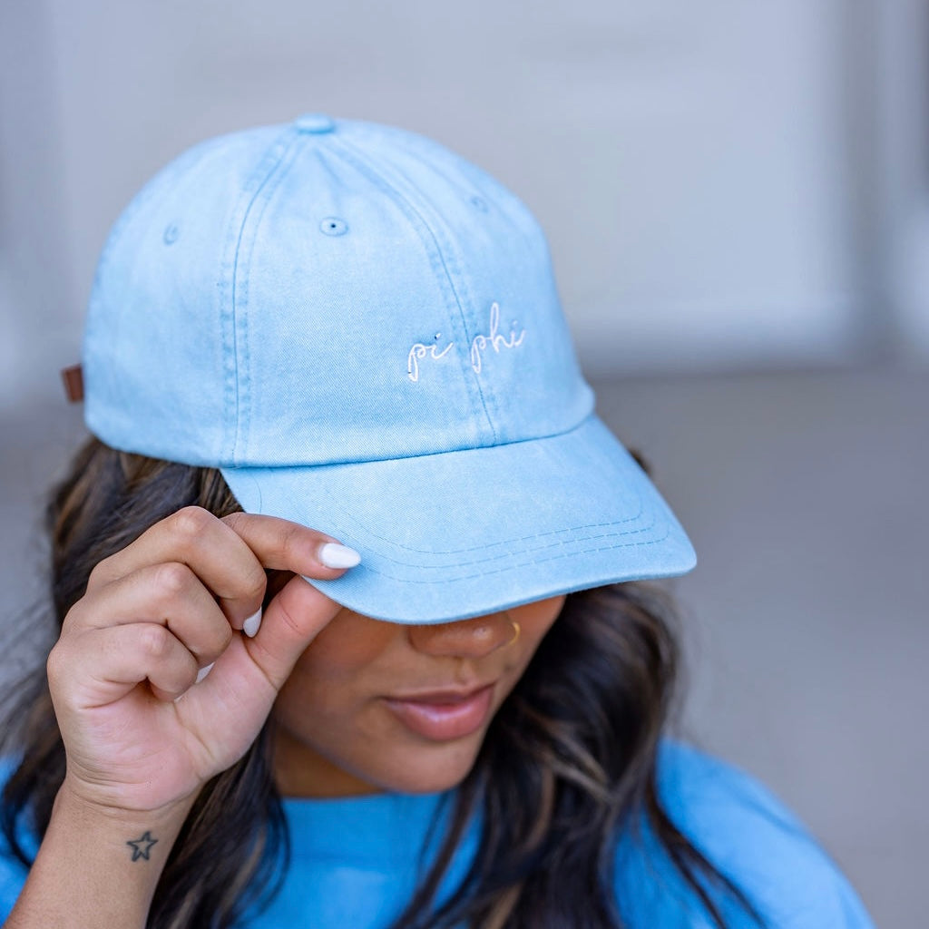 Cursive Embroidered Dad Hat – Greek Letter Co.