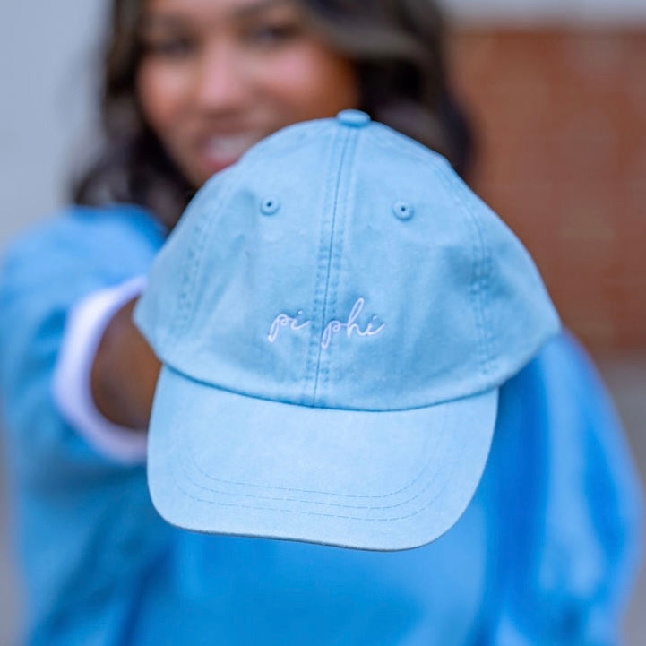 Cursive Embroidered Dad Hat – Greek Letter Co.