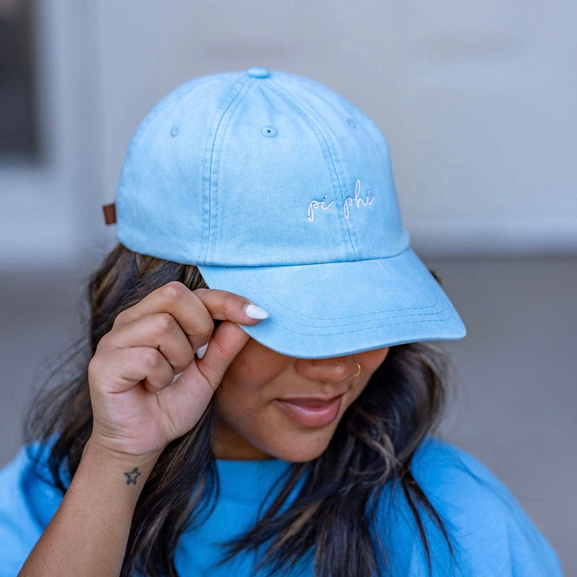 Cursive Embroidered Dad Hat – Greek Letter Co.