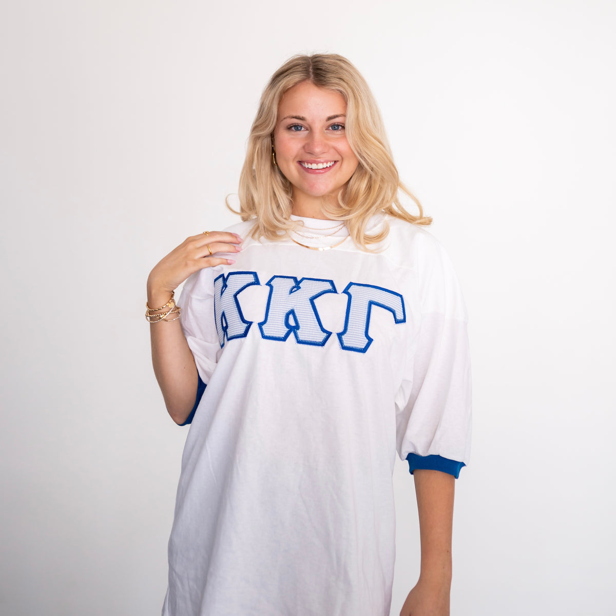 Kappa Kappa Gamma Light Blue Seersucker Greek Letter Sorority Crew Neck ...