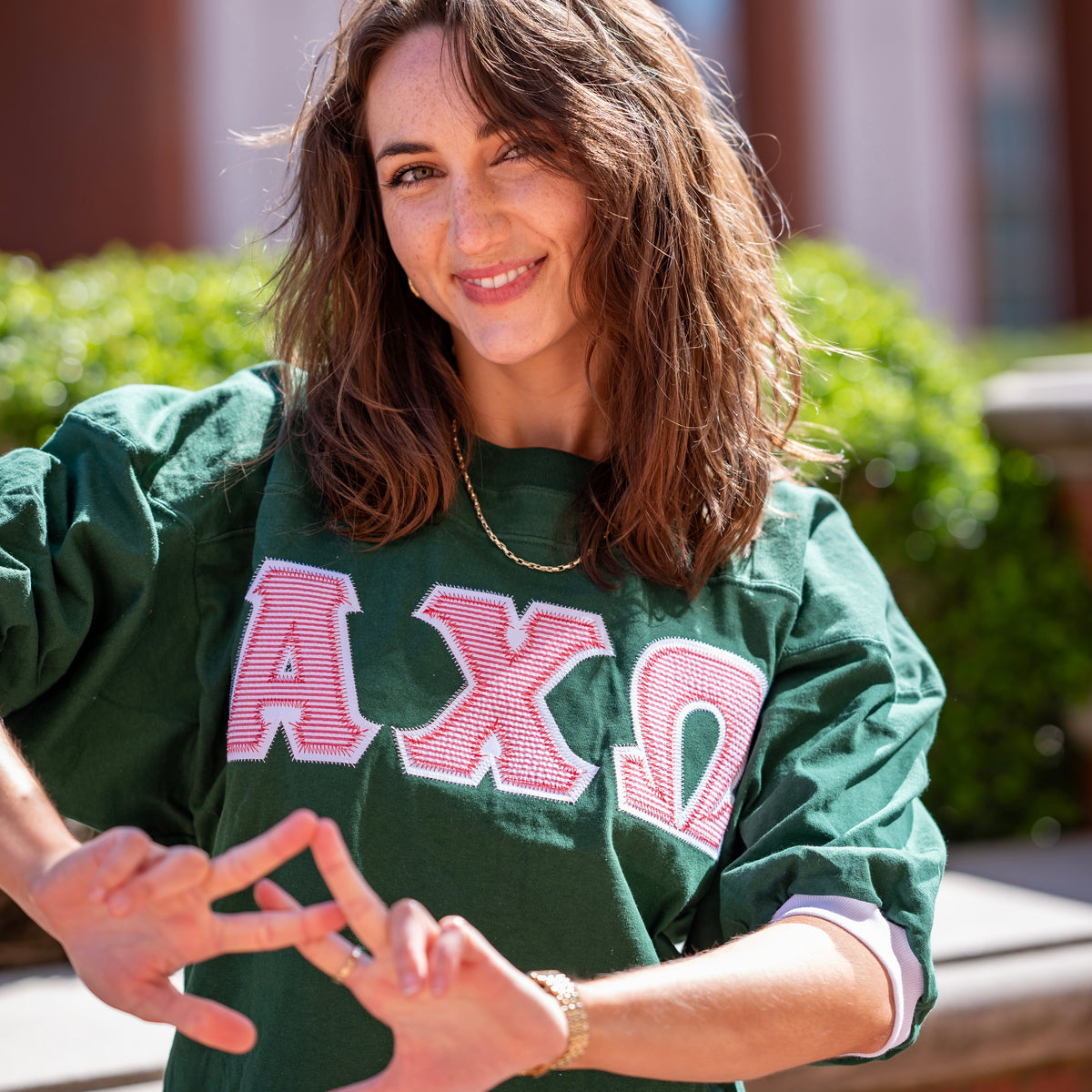 Red Seersucker Double Stitched Greek Letter Sorority Crew Neck Jersey ...