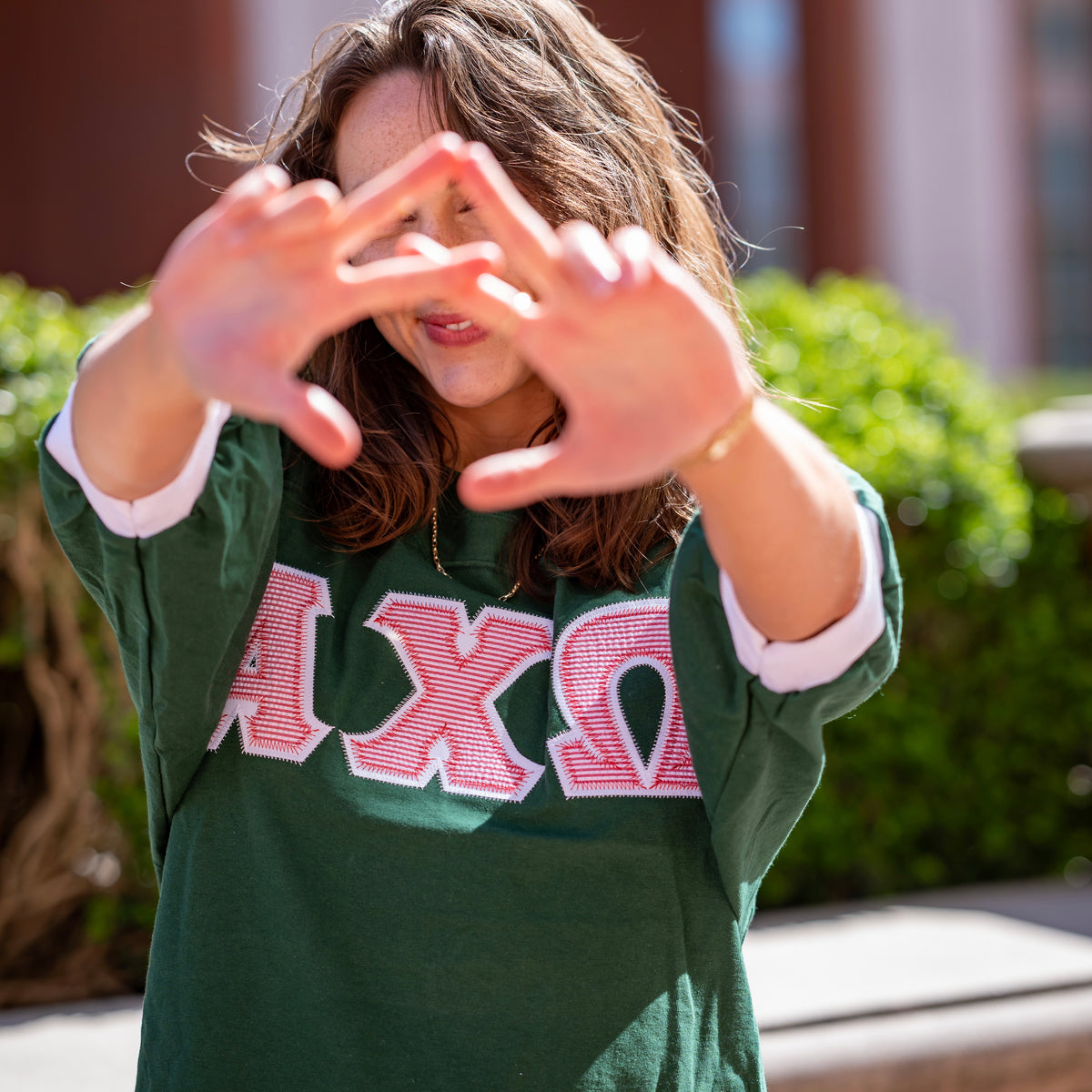 Red Seersucker Double Stitched Greek Letter Sorority Crew Neck Jersey ...