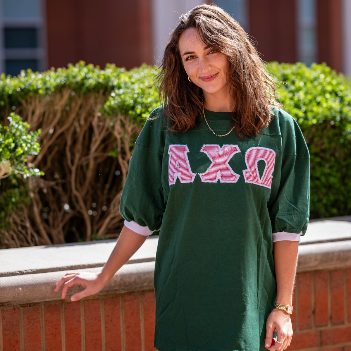 Red Seersucker Double Stitched Greek Letter Sorority Crew Neck Jersey ...