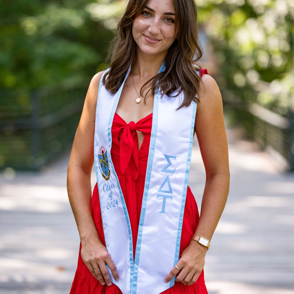 Custom Sigma Delta Tau Crest Greek Letter Sorority Graduation Stole ...