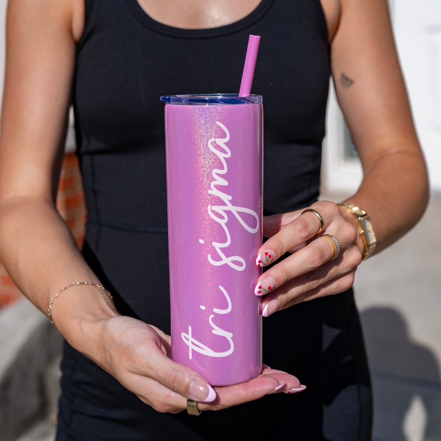 Skinny Cursive Sorority Greek Letter Customizable Stainless Steel ...