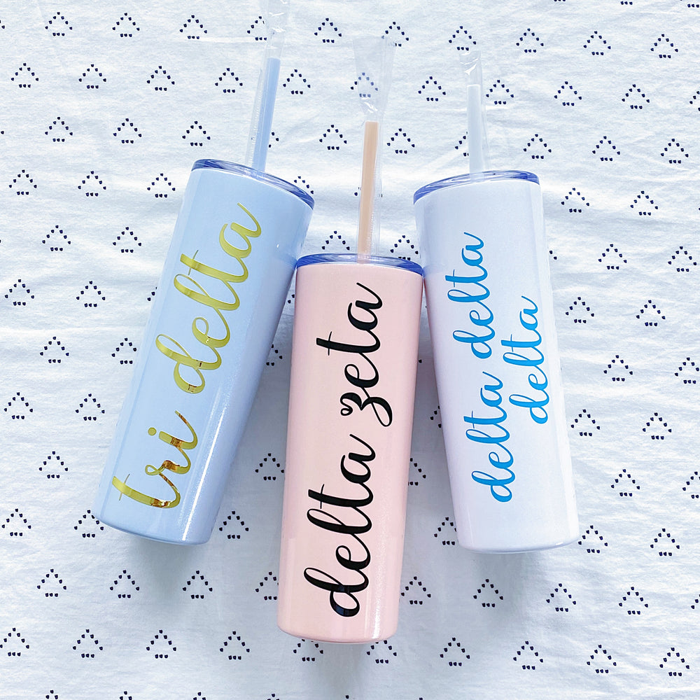 Cursive Stainless Steel Tumbler | Greek Letter Co.