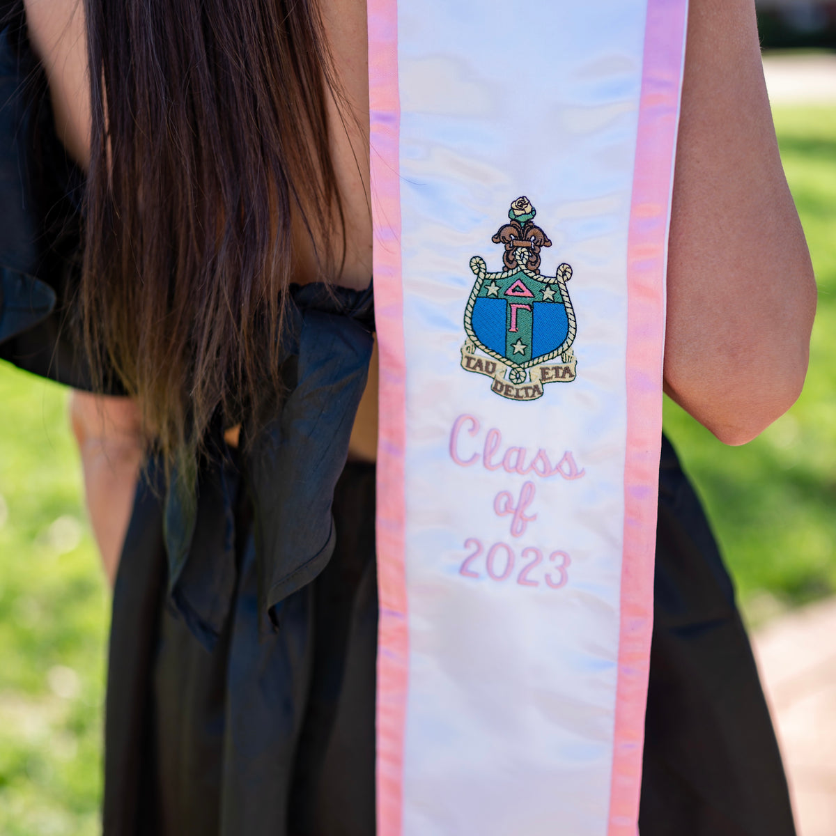 Delta Gamma Crest Angled Sorority Graduation Stole | Greek Letter Co.