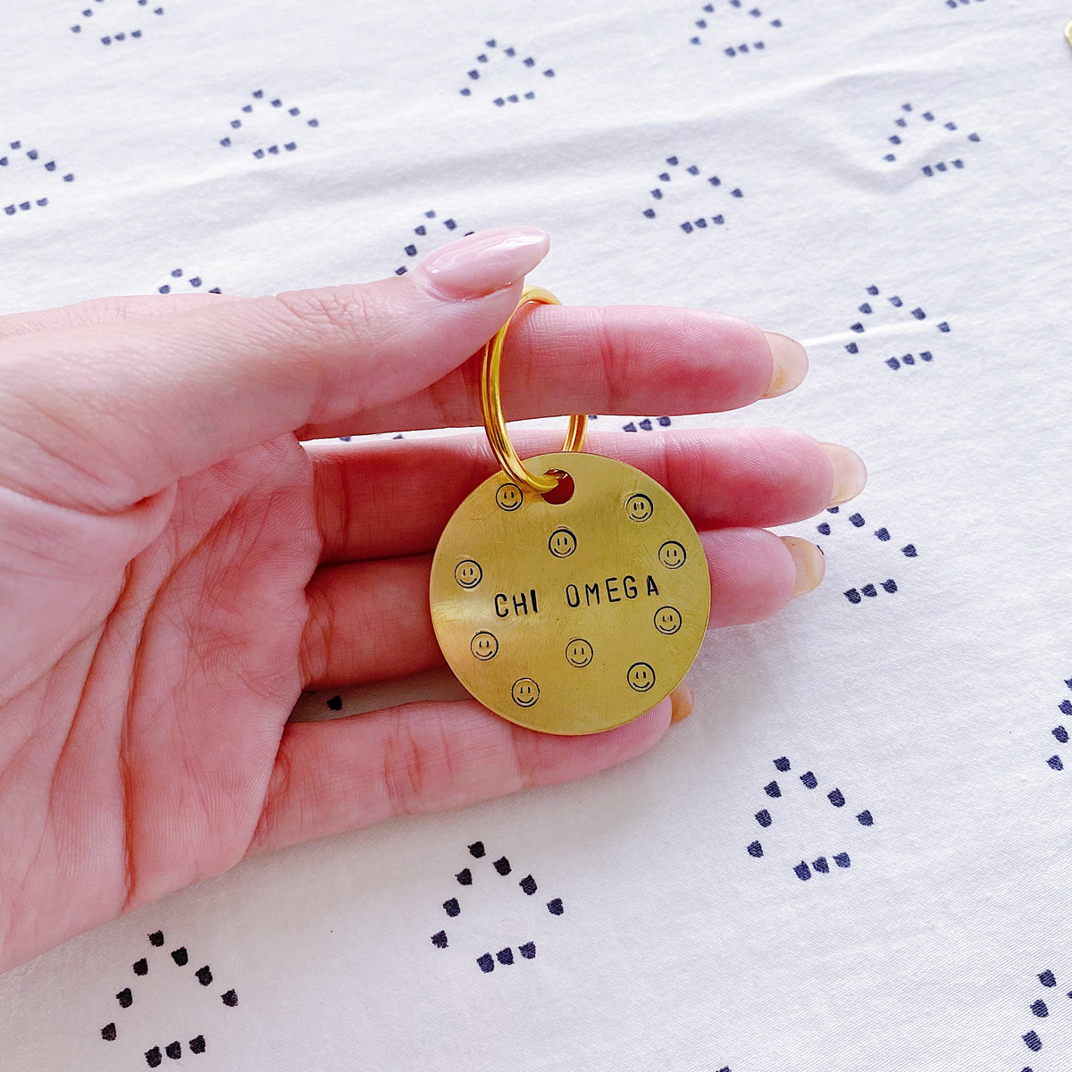 Sorority w/ Smiley Faces Hand-Stamped Keychain – Greek Letter Co.